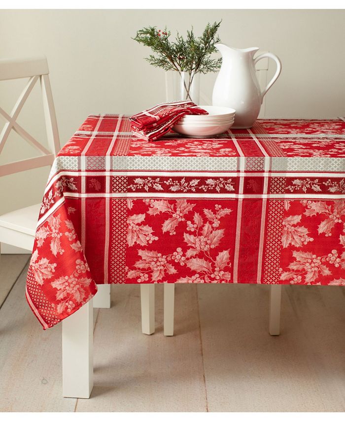 Benson Mills Elegant Holly Jacquard Tablecloth, 60" x 102" - Macy's
