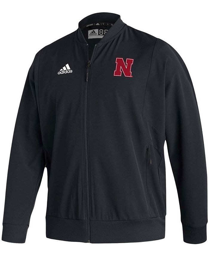 adidas Men's Black Nebraska Huskers 2021 Sideline Woven Full-Zip Bomber ...