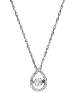 Twinkling Diamond Star Diamond Open Teardrop Pendant Necklace in 10k ...