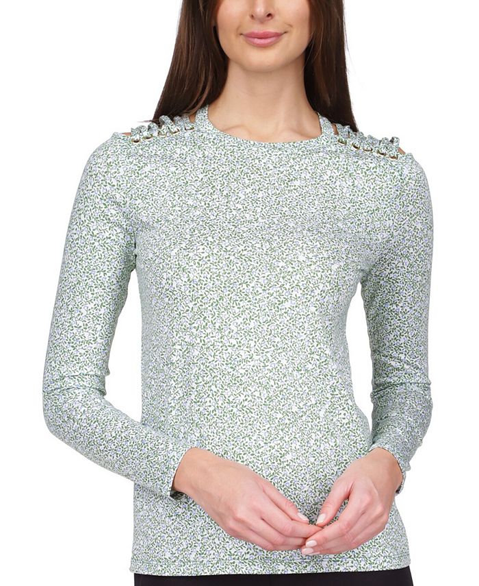 Michael Kors Lace-Up Shoulder Top - Macy's