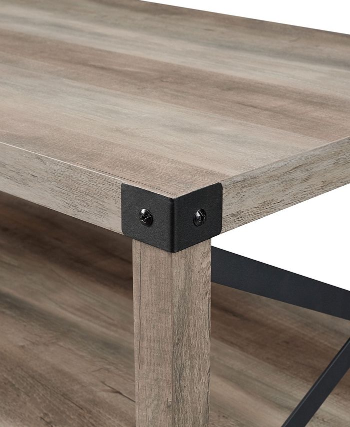 Walker Edison 3 Piece Rustic Wood and Metal Accent Table Set - Macy's