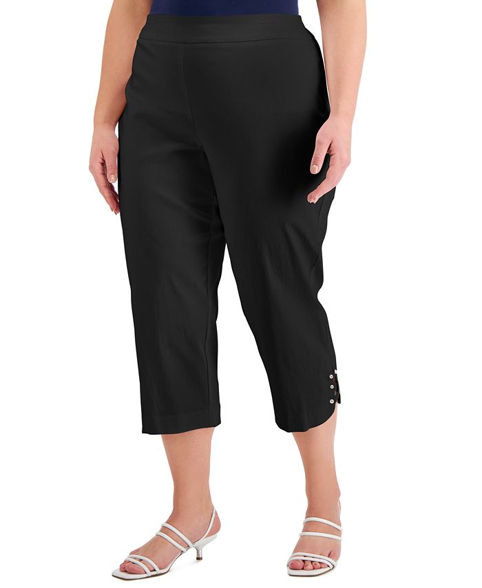 Jm Collection Plus Size Lattice Hem Capri Pants Created For Macys