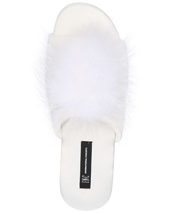 I.N.C. International Concepts Satin Marabou Slide Slippers, Created for ...