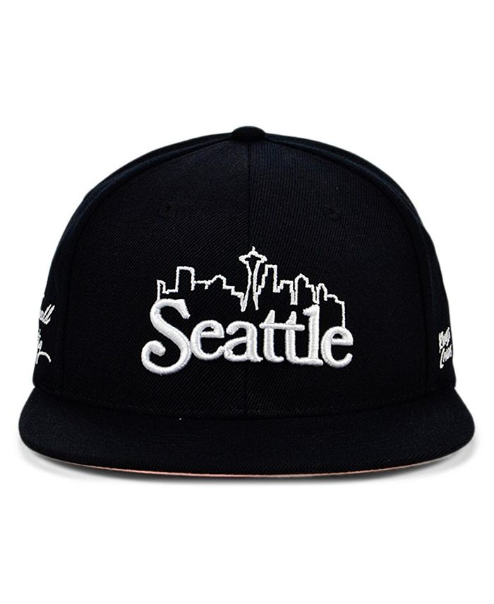 Rings & Crwns Men's Black Seattle Skyline Snapback Adjustable Hat - Macy's