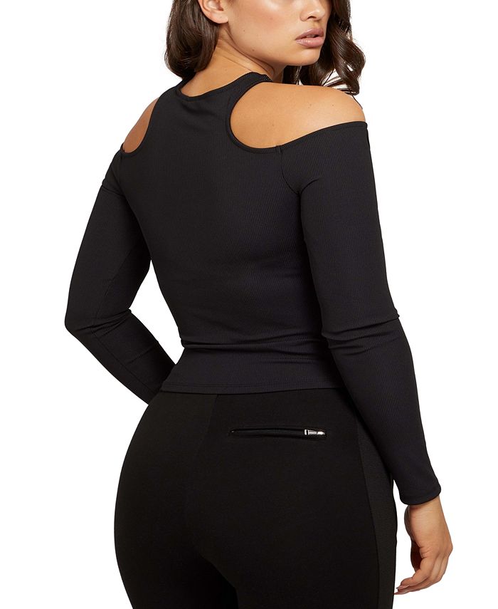 GUESS Cold-Shoulder Crossover Halter Top - Macy's
