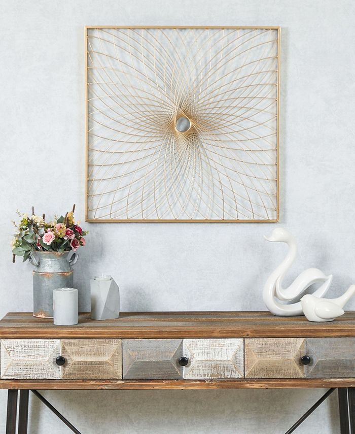 Luxen Home Gold Metal Spiral Flower Square Frame Wall Decor - Macy's