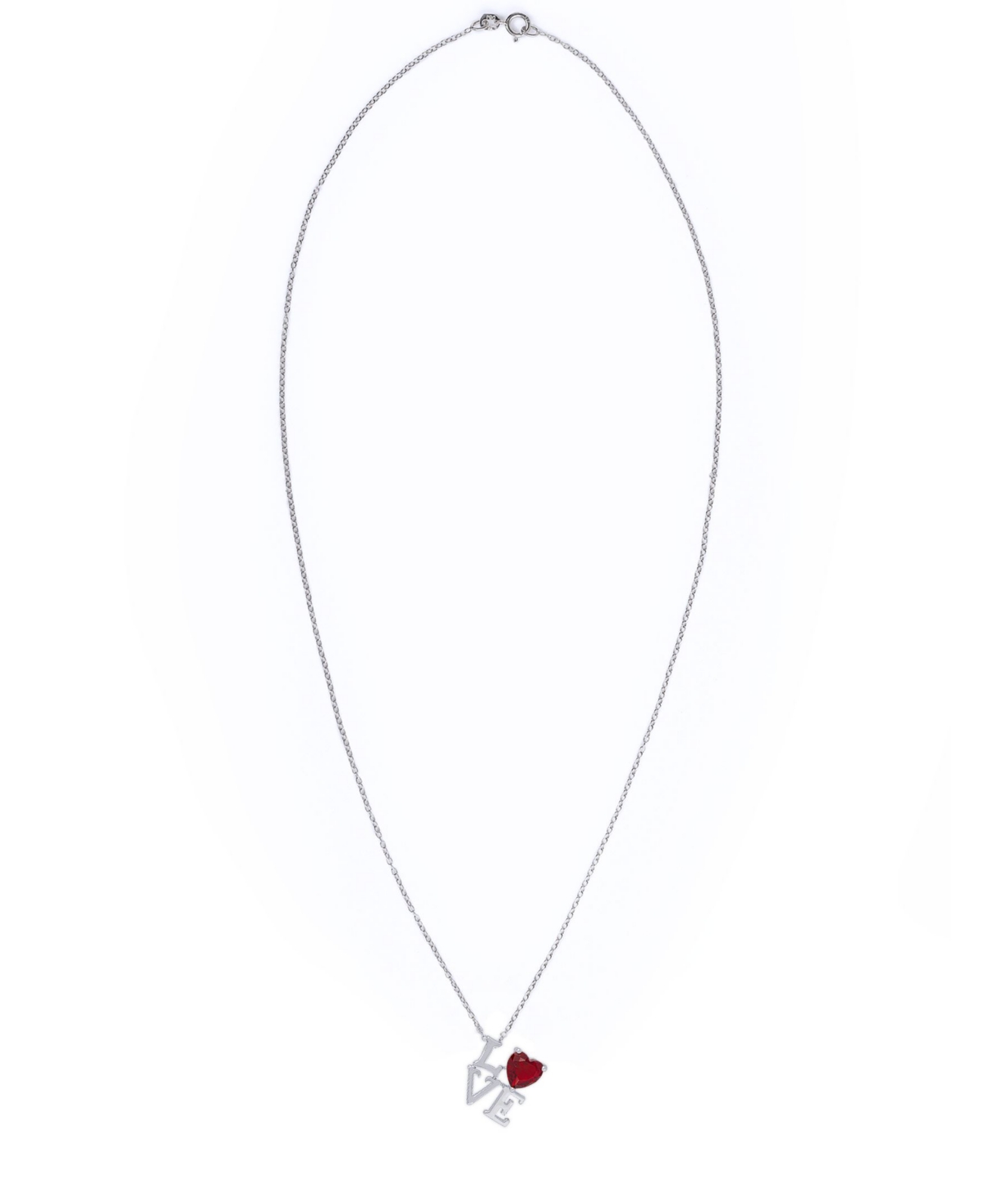 Click here for Simulated Ruby Love Pendant Necklace in Fine Silve... prices