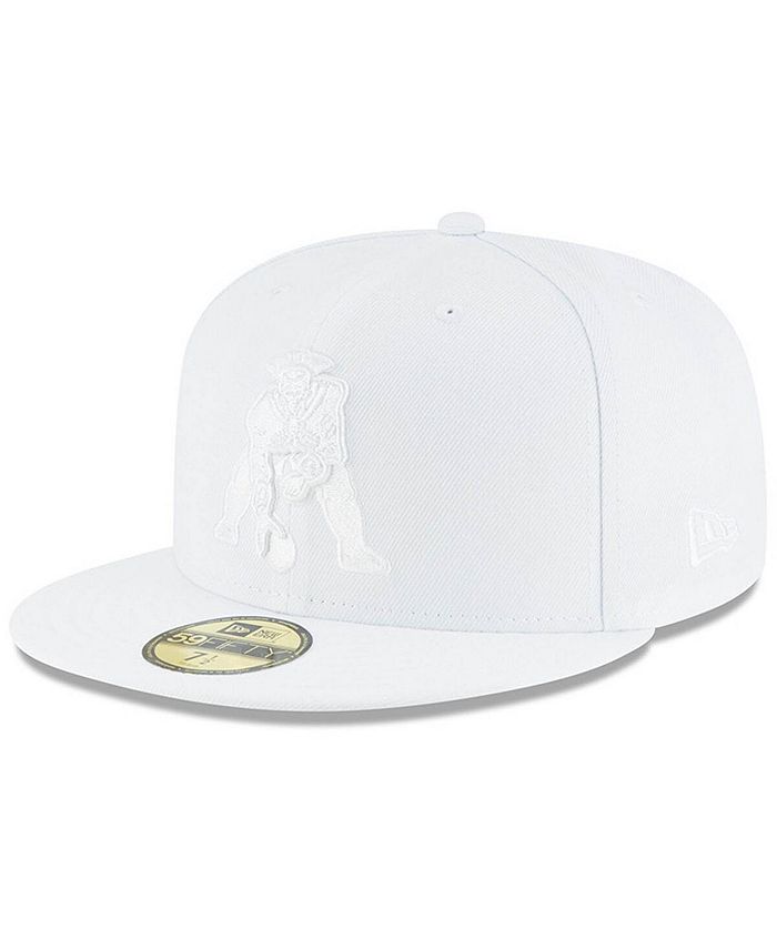 New Era Men's New England Patriots Throwback White on White 59FIFTY ...