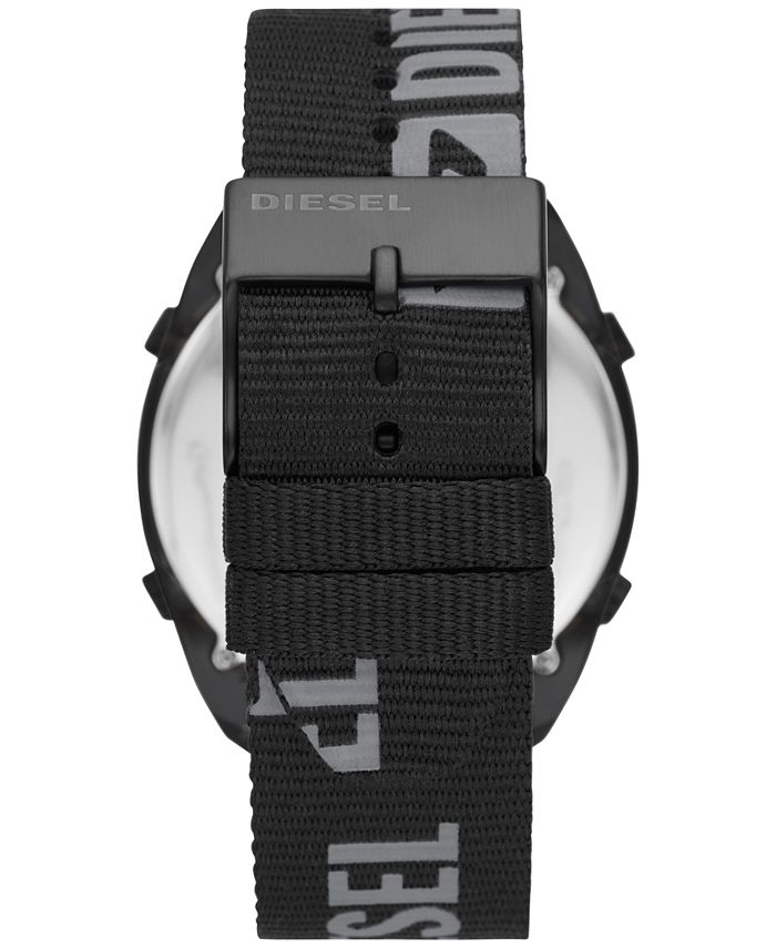 Diesel Men's Digital Crusher Black Nylon Strap Watch 46mm - Macy's