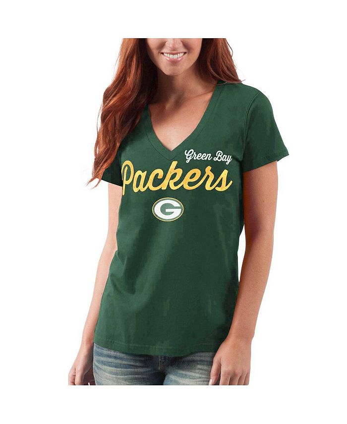 G-III 4Her by Carl Banks Women's Green Bay Packers Post Season V-Neck T ...