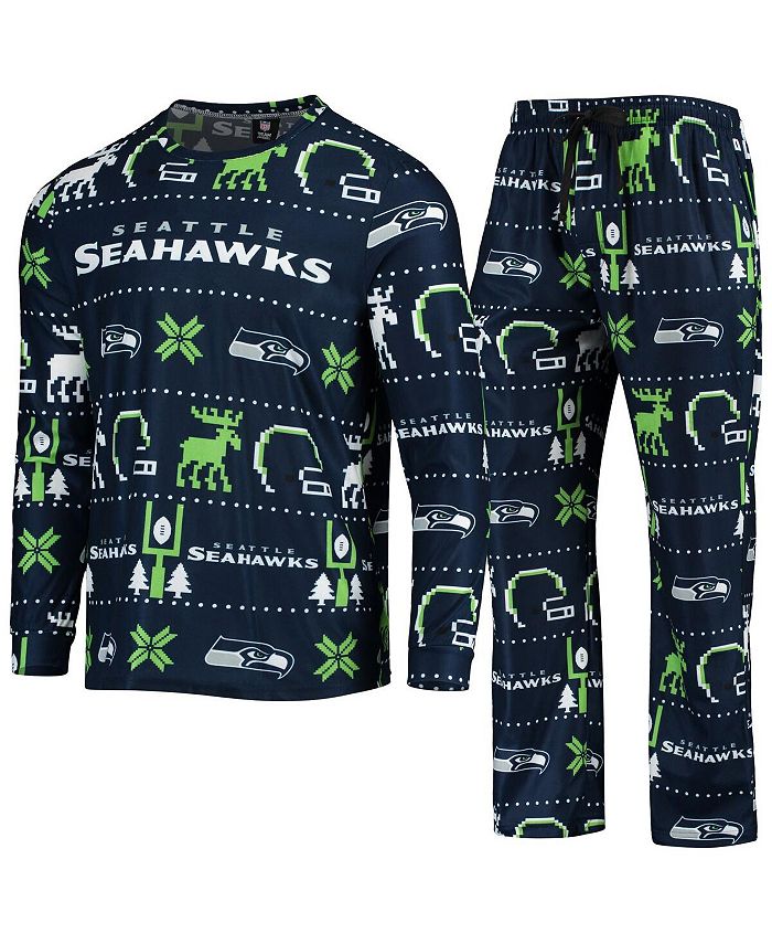 FOCO Men's College Navy Seattle Seahawks Wordmark Ugly Pajama Set - Macy's