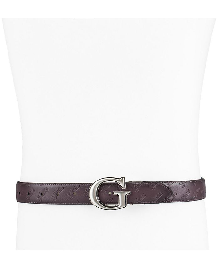GUESS Men's Reversible G Monogram Buckle Belt - Macy's