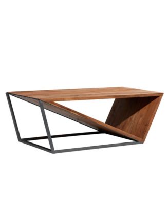 Small Metal and Wood Triangular Table for Home Display - Macy's