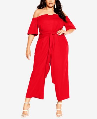 City Chic Trendy Plus Size Lush Shoulder Jumpsuit - Macy's