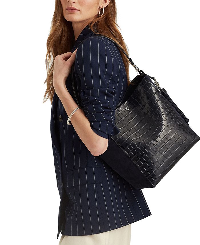 Lauren Ralph Lauren Embossed Medium Adley Shoulder Bag - Macy's