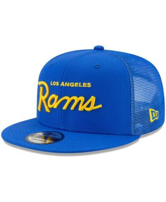 Men's New Era Royal Los Angeles Rams Script Trucker 9FIFTY Snapback Hat ...
