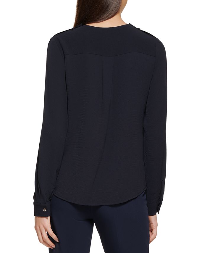 Tommy Hilfiger Snap-Front Blouse - Macy's