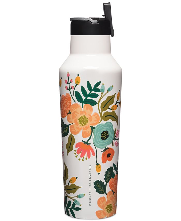Corkcicle 20 oz Rifle Paper Co. Lively Floral Cream Sport Canteen Water ...