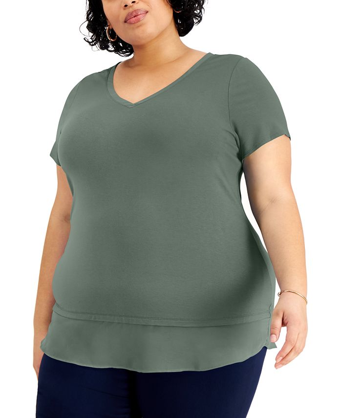 JM Collection Plus Size Layered-Hem Top, Created for Macy's - Macy's
