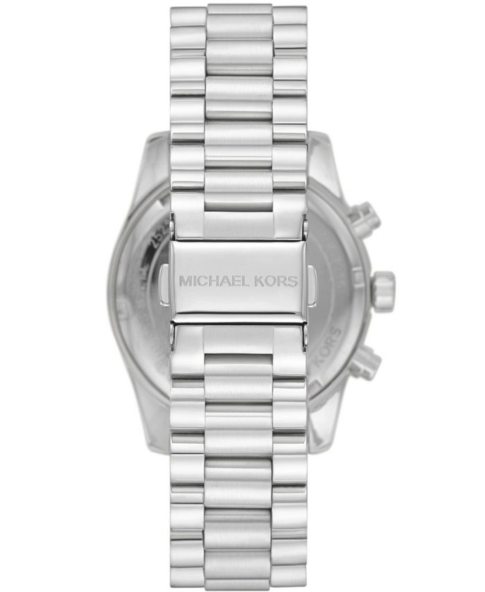 Michael Kors Women's Lexington Chronograph Silver-Tone Stainless Steel ...