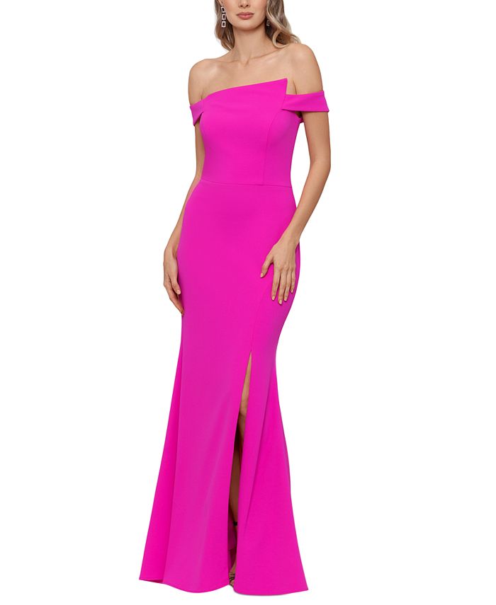 XSCAPE Petite Asymmetrical Front-Slit Gown - Macy's