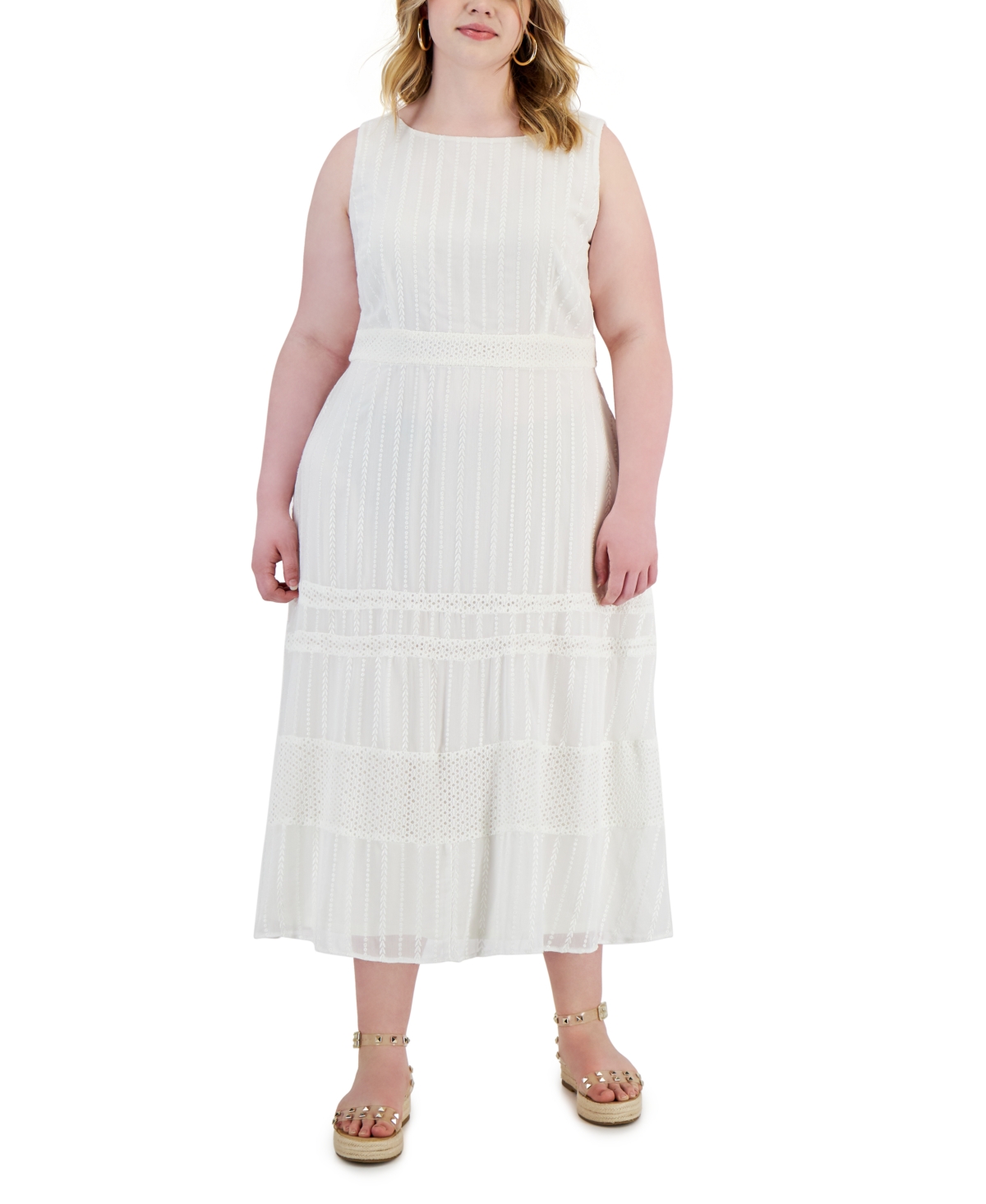 Taylor Plus Size Chiffon Midi Dress In Ivory | ModeSens