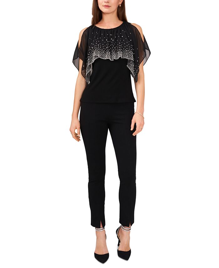MSK Petite Beaded Overlay Top - Macy's