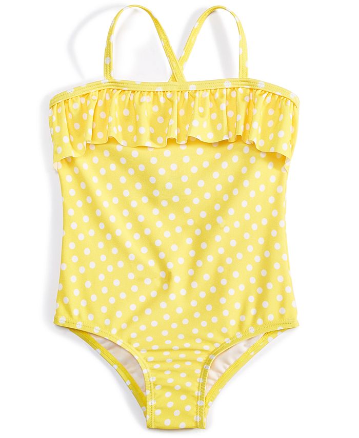Sol Swimwear Toddler & Little Girls Polkadot-Print Swimsuit - Macy's