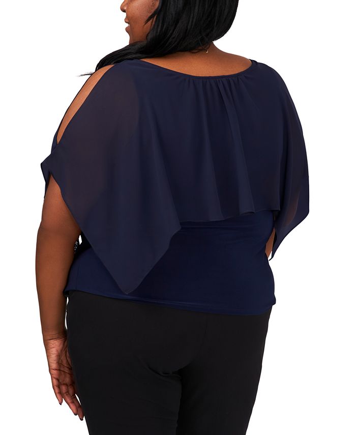 MSK Plus Size Beaded Overlay Top - Macy's