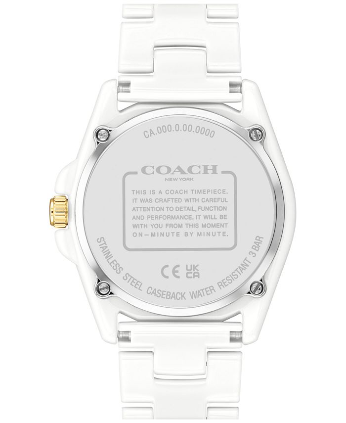 COACH Women's Greyson Ceramic Bracelet Watch 36mm & Reviews - All ...