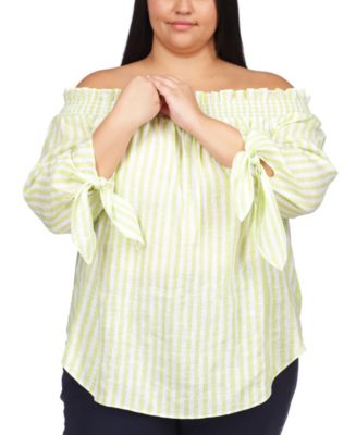 MICHAEL Michael Kors Plus Size Striped Off-The-Shoulder Top - Macy's