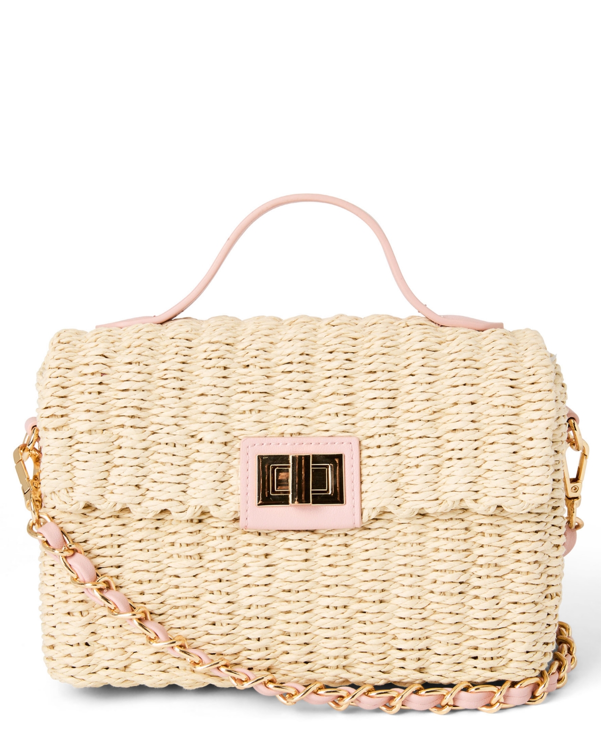 Like Dreams Women's Rosella Turn Lock Mini Straw Crossbody In Blush ...