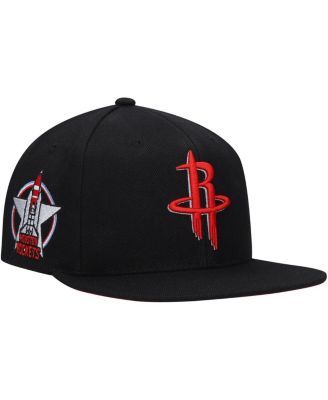 Men's Mitchell & Ness Black Houston Rockets Custom Patch Snapback Hat ...