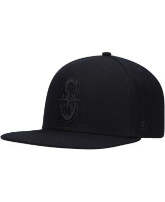 '47 Brand Men's '47 Seattle Mariners Black On Black Captain Snapback ...