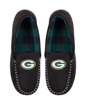 Men's FOCO Green Bay Packers Team Logo Flannel Moccasin Slippers - Macy's