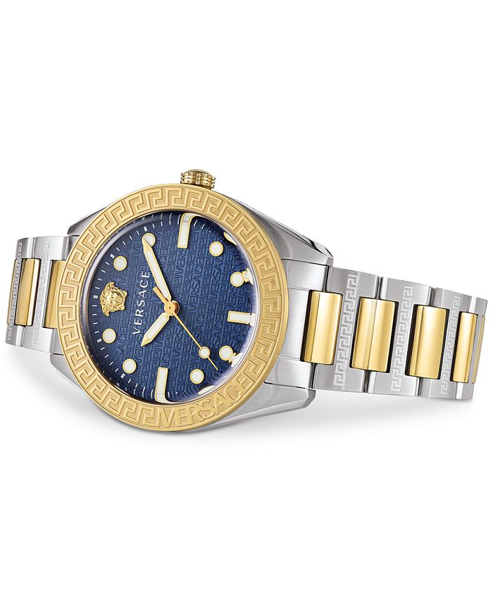 Versace Men's Swiss Greca Dome Two Tone Bracelet Watch 42mm - Macy's