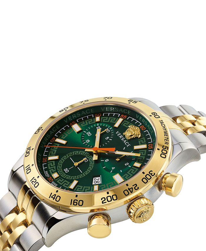 Versace Men's Swiss Chronograph Hellenyium Two Tone Bracelet Watch 44mm ...