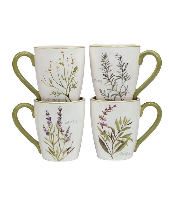 Certified International Fresh Herbs Mugs, Set of 4 - Macy's