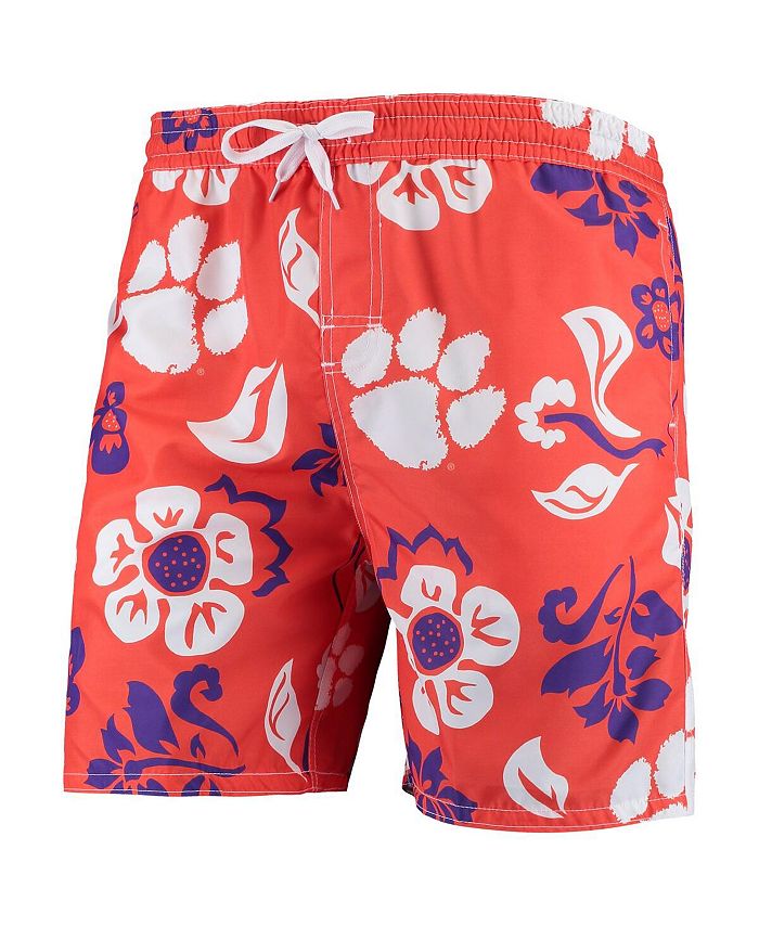 Wes & Willy Men's Wes Willy Orange Clemson Tigers Floral Volley Swim ...