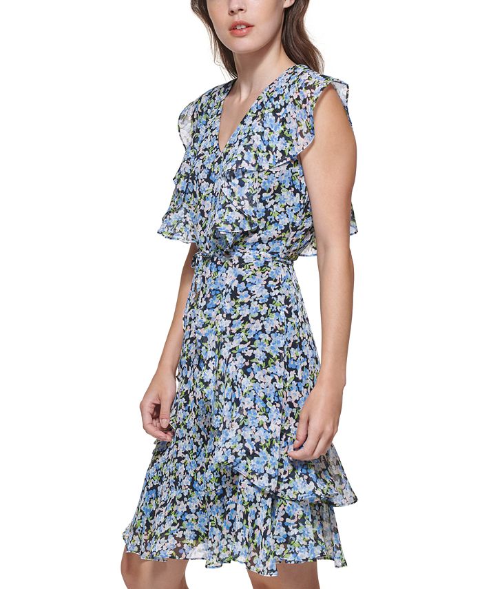 Tommy Hilfiger Ruffled Chiffon Fit And Flare Dress Macys