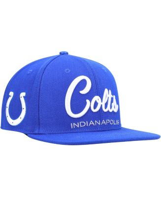 Men's Royal Indianapolis Colts Script Wordmark Snapback Hat - Macy's