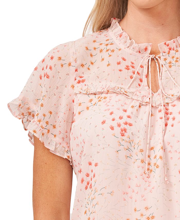 Cece Womens Ruffled Tie V Neck Top And Reviews Tops Women Macys