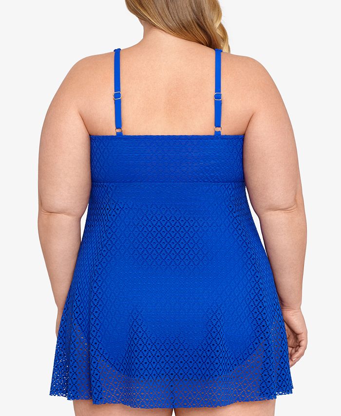 Swim Solutions Plus Size Knot Front Tummy Control Swimdress Created