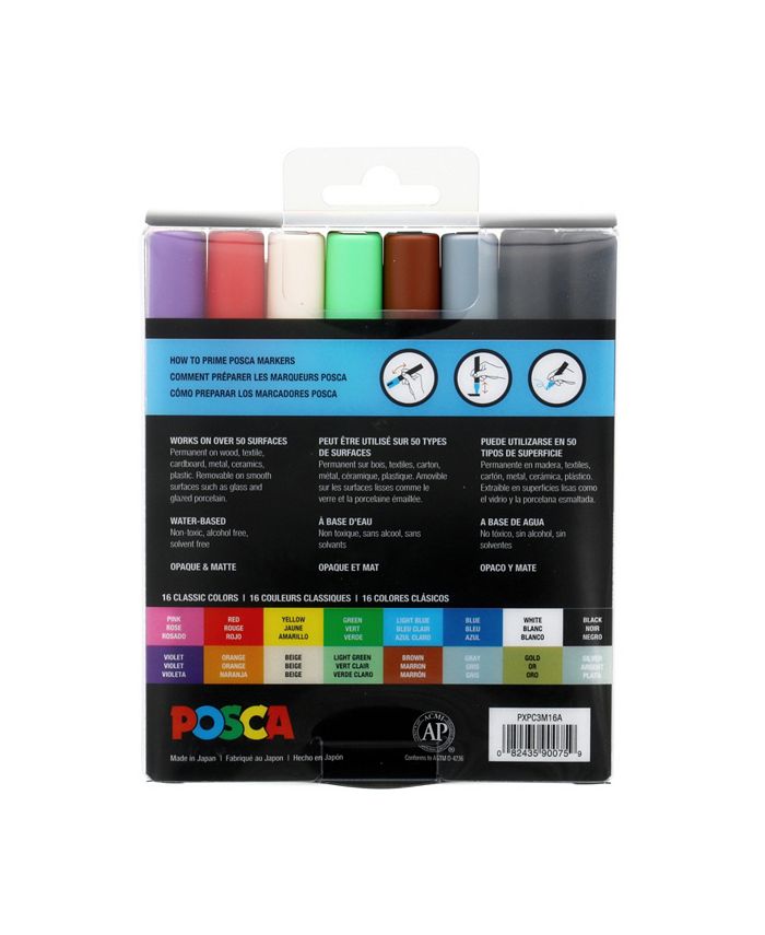 POSCA 16-Color Paint Marker Set, Pc-3M Fine - Macy's