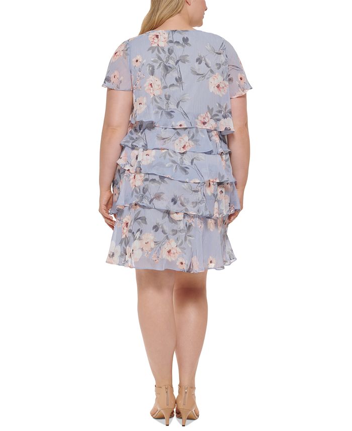 Jessica Howard Plus Size Tiered Floral Dress - Macy's