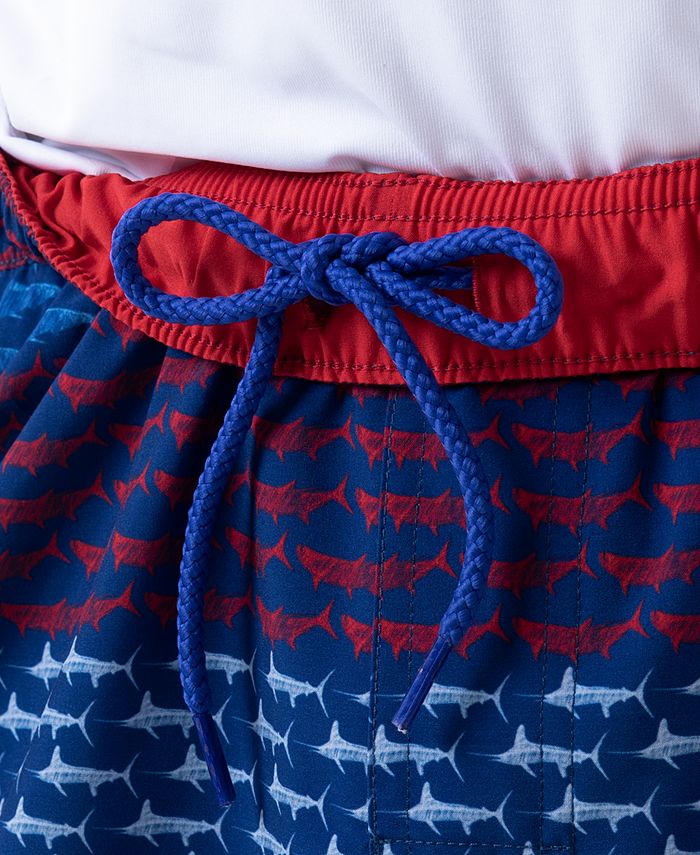 Guy Harvey Men's 4-Way Stretch Fish Stripe-Print 5" Swim Trunks - Macy's