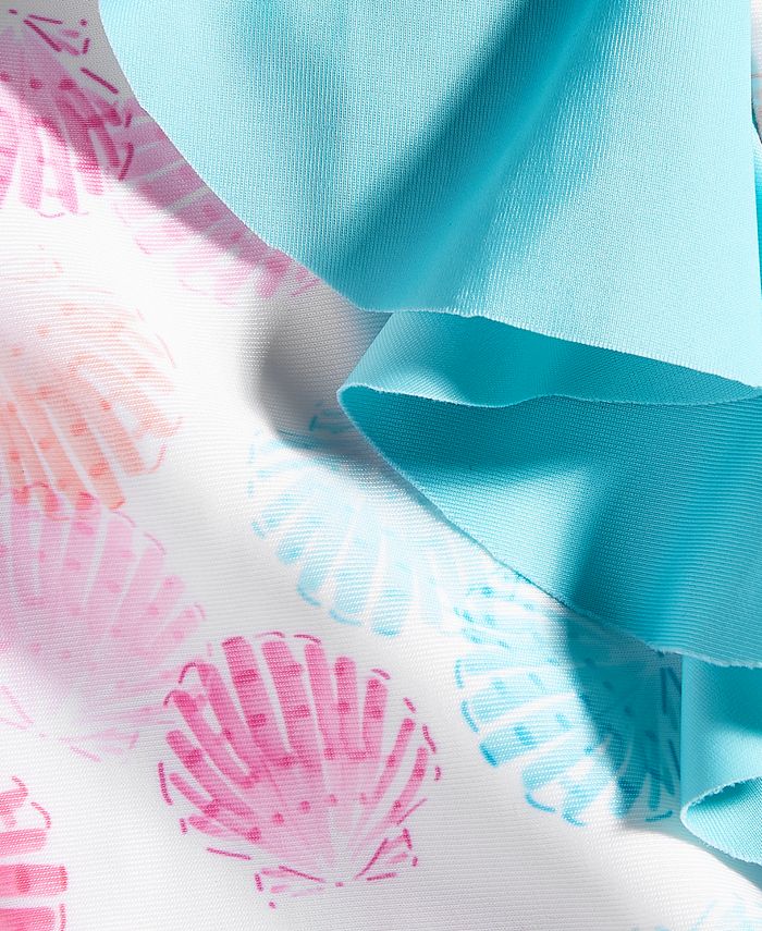 Sol Swimwear Toddler & Little Girls Seashell-Print Swimsuit - Macy's