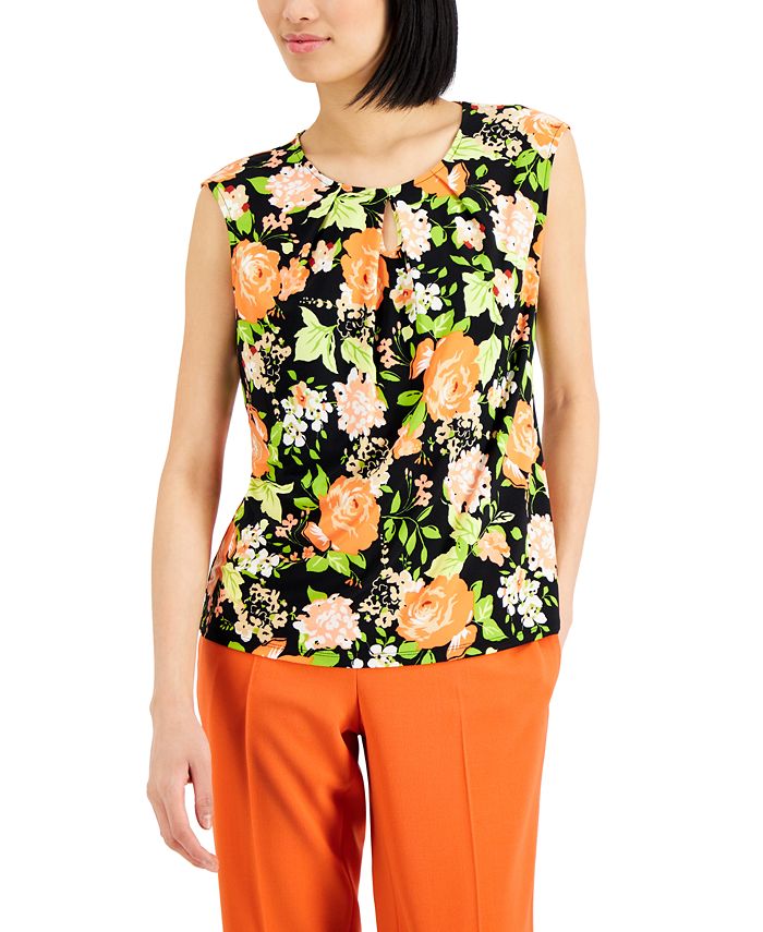 Kasper Women's Floral-Print Keyhole Camisole - Macy's