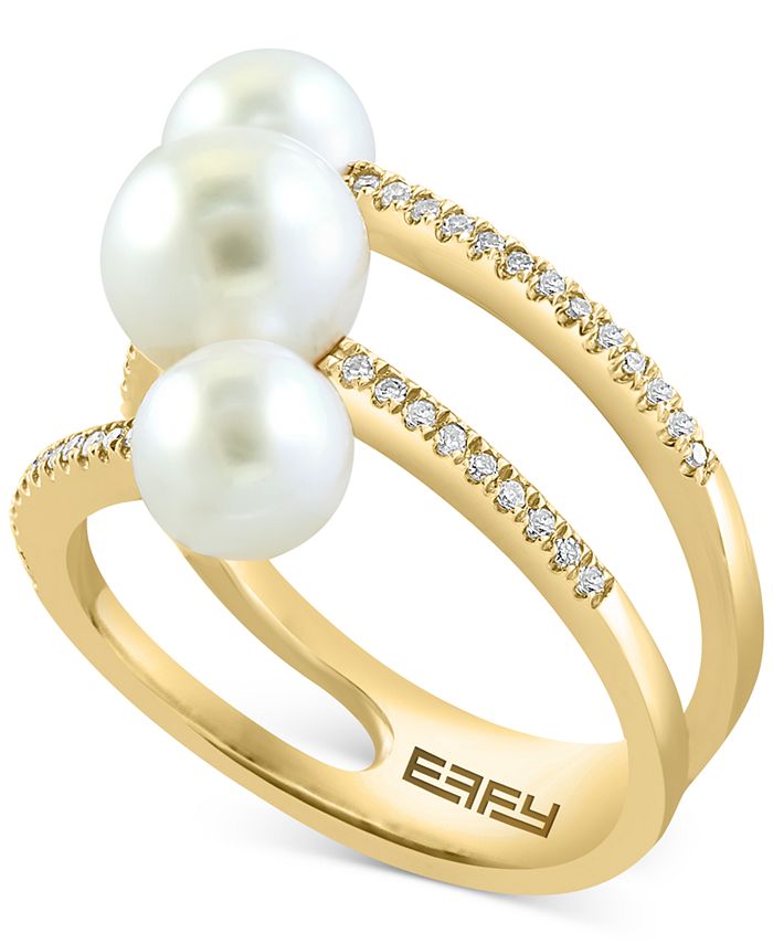 EFFY Collection EFFY® Cultured Freshwater Pearl (6 - 8-1/2mm) & Diamond ...