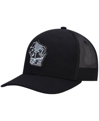 Men's Local Crowns Black Wisconsin Leather State Fill Trucker Snapback ...